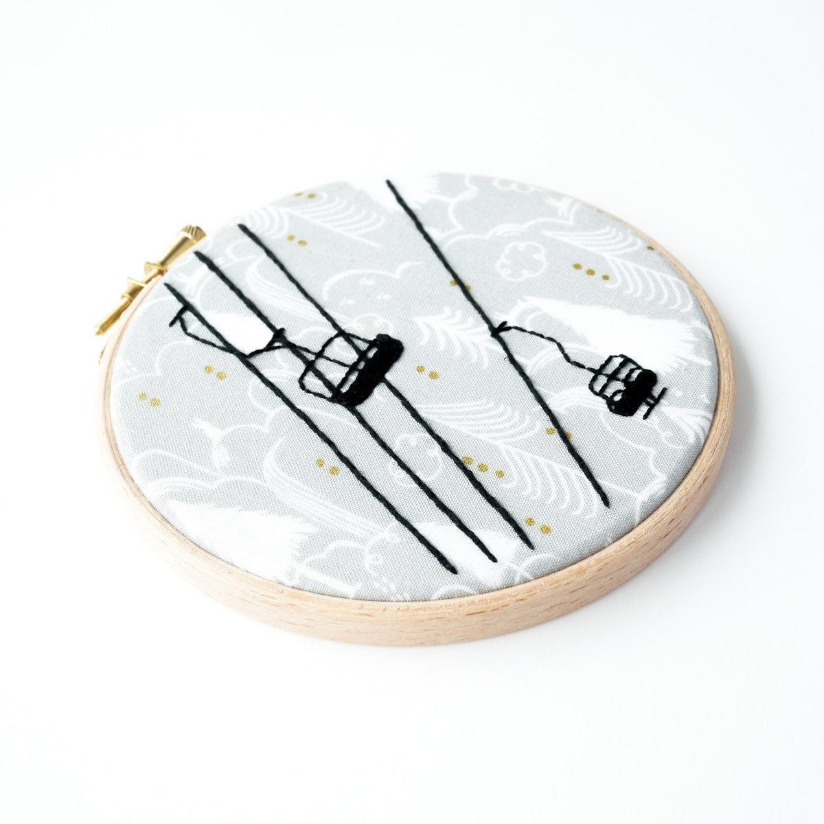 Ski Chair Lift Silhouette Embroidery by Snowbird Artworks